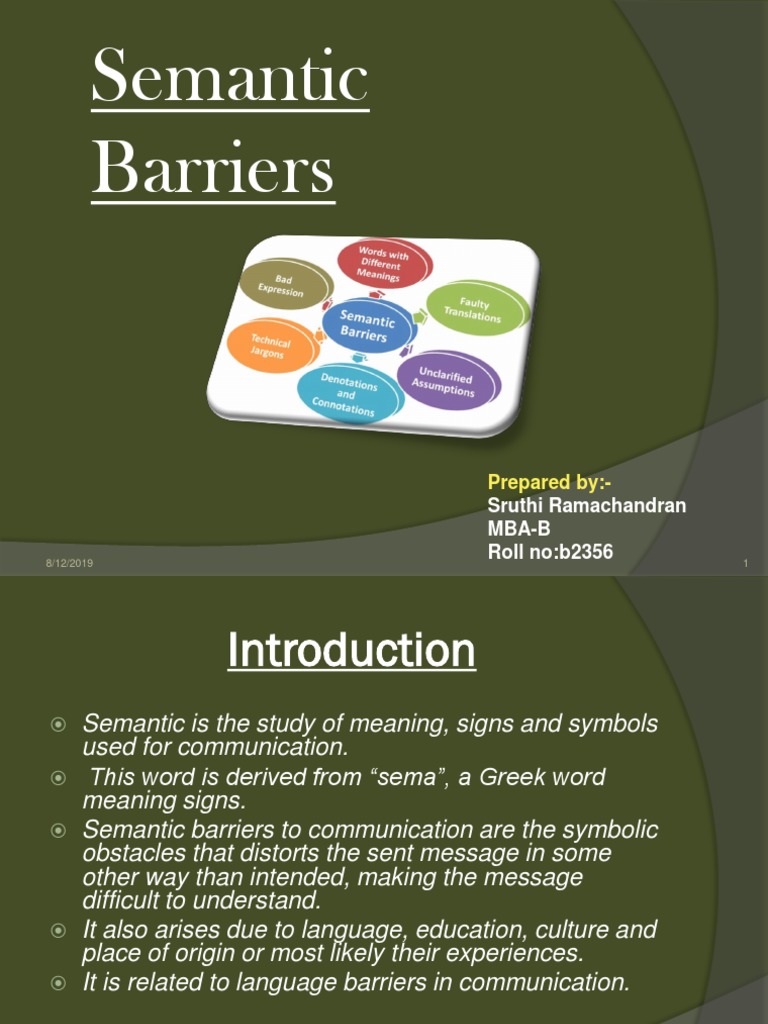 Semantic Barriers: Prepared By | PDF | Semantics | Human Communication