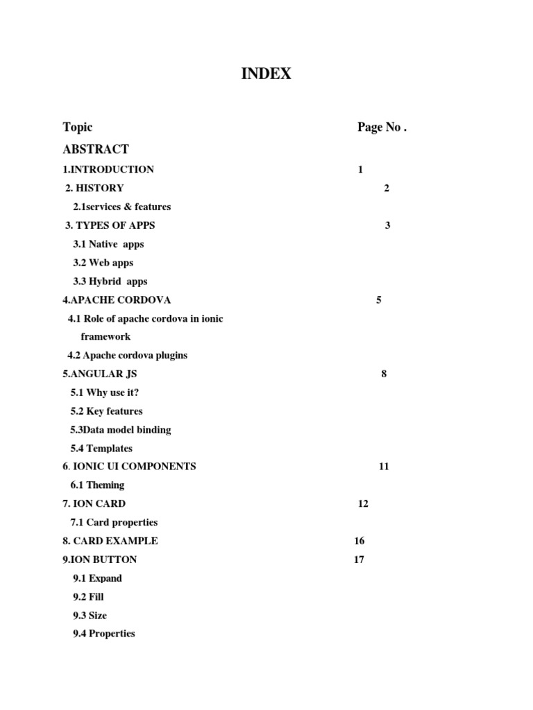 Index: Topic Page No | PDF