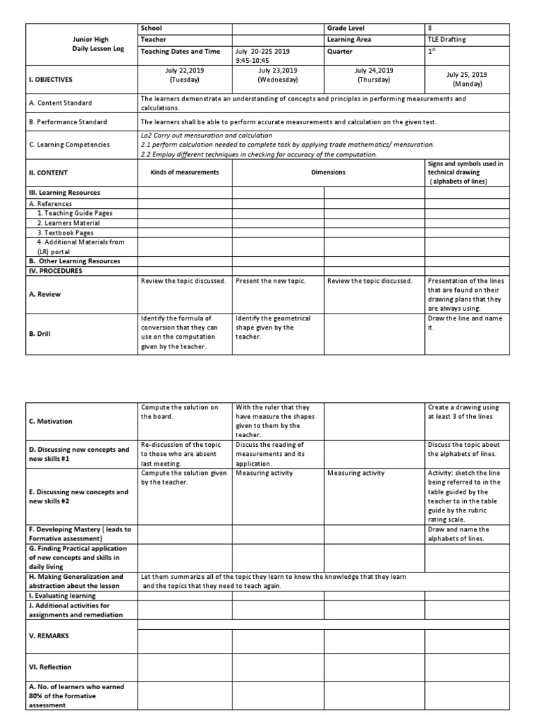 DLL Drafting Grade 8 | PDF | Teachers | Learning