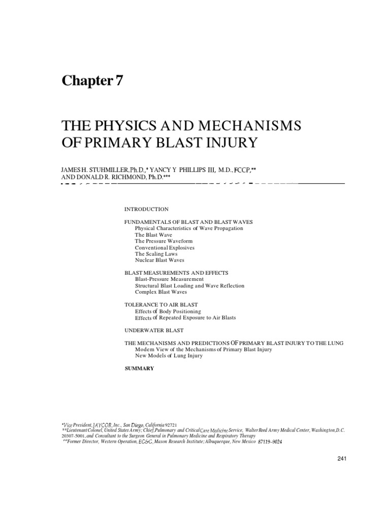 The Physics and Mechanisms of Primary Blast Injury: An In-Depth ...