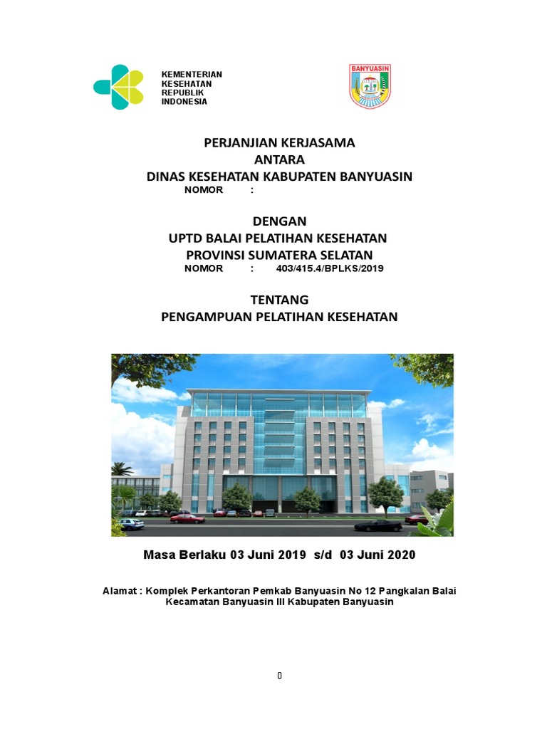 Mou Bapelkes Prov. Sumsel Dengan Dinkes Kab - Banyuasin | PDF