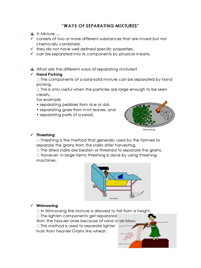 Ways of Separating Mixtures | PDF | Distillation | Filtration
