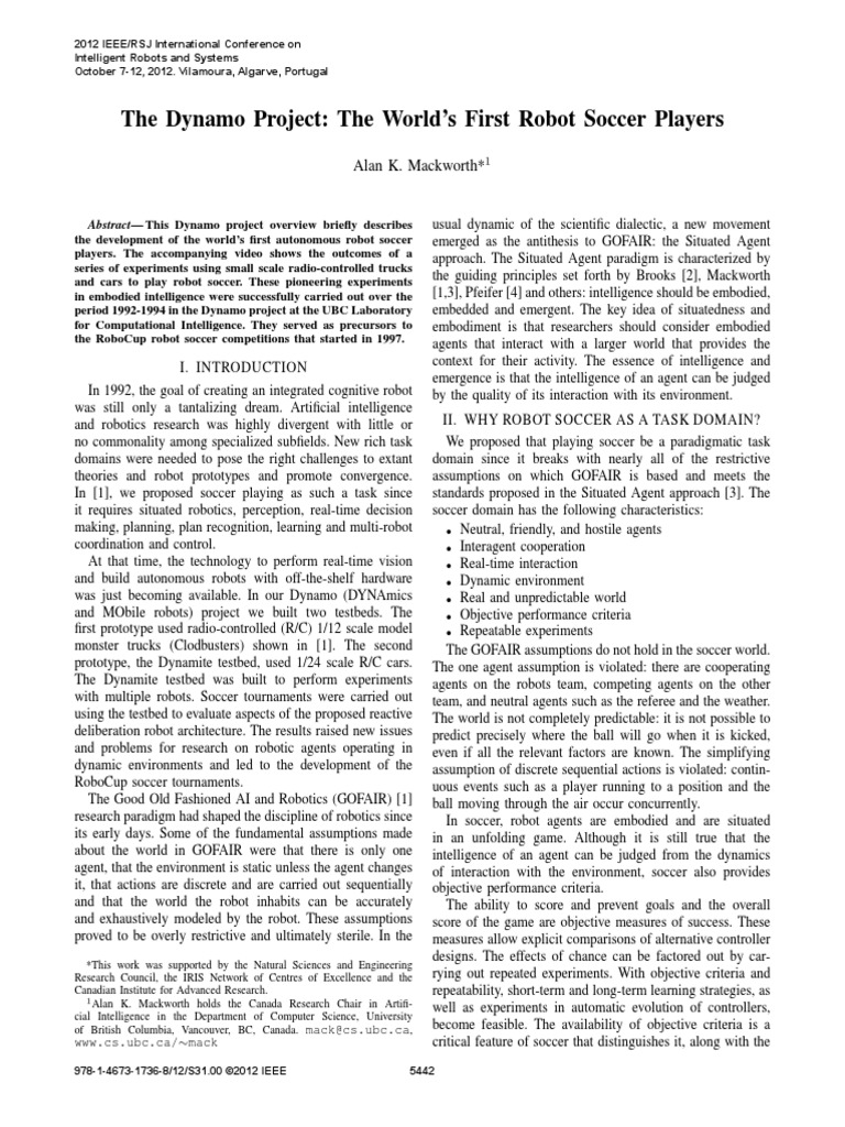 The Dynamo Project - The World's First Robot Soccer Players PDF | PDF ...