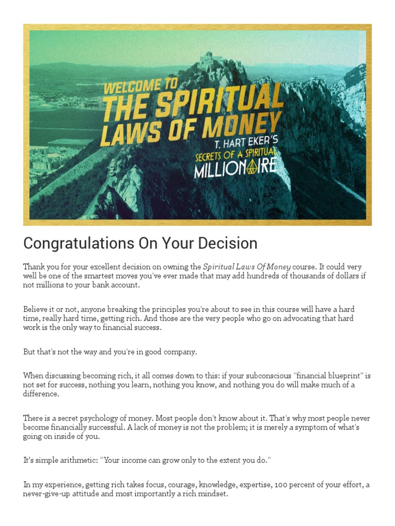 The Spiritual Laws of Money 1 - Harv Eker | PDF | Cognition | Psychology