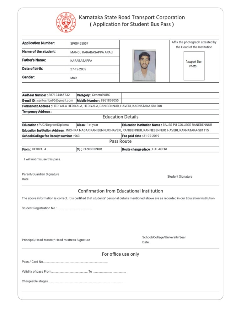 KSRTC Online Bus Pass PDF | PDF | Government And Personhood | Business