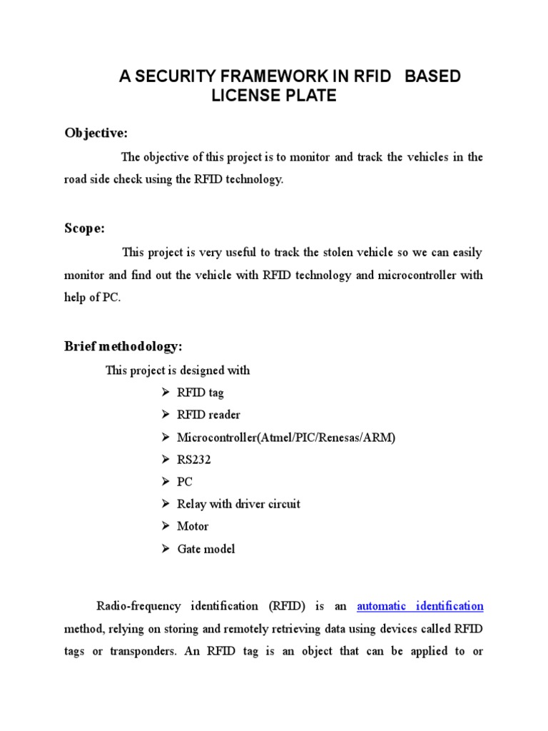 A Security Framework in Rfid Based License Plate | PDF | Radio ...