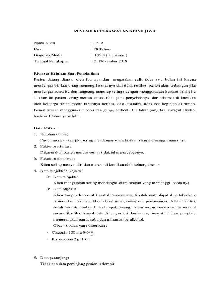 Resume Keperawatan Stase Jiwa | PDF | Pengembangan Diri