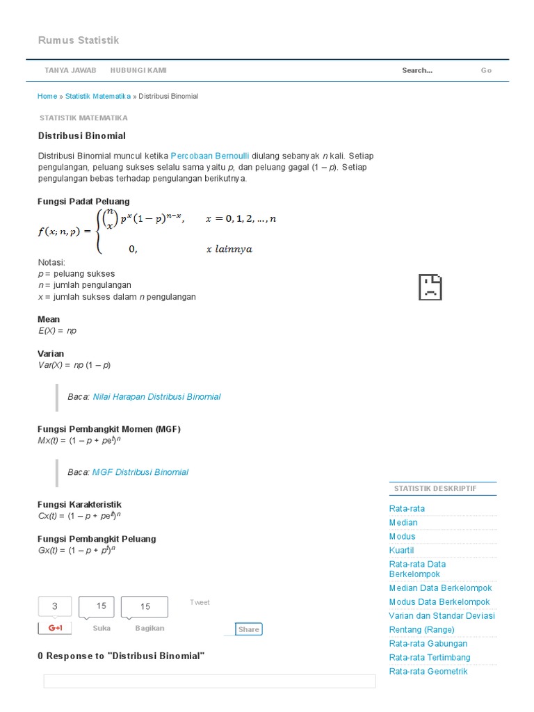 Rumus Distribusi Binomial Lengkap | PDF