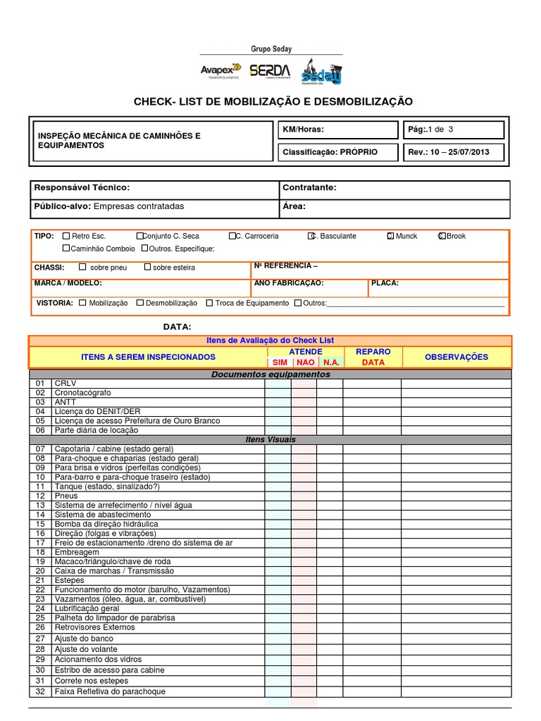 Check List Carreta | PDF | Pneu | Tecnologias automotivas