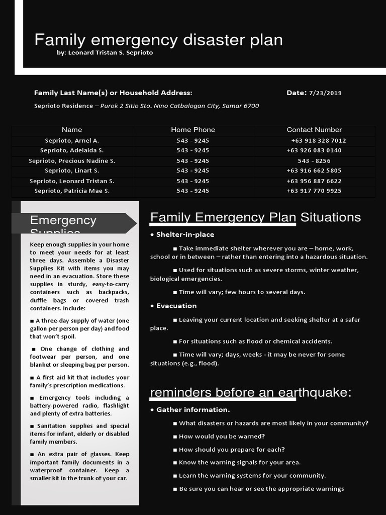 Family Emergency Disaster Plan | PDF | Emergency Evacuation | Emergency ...