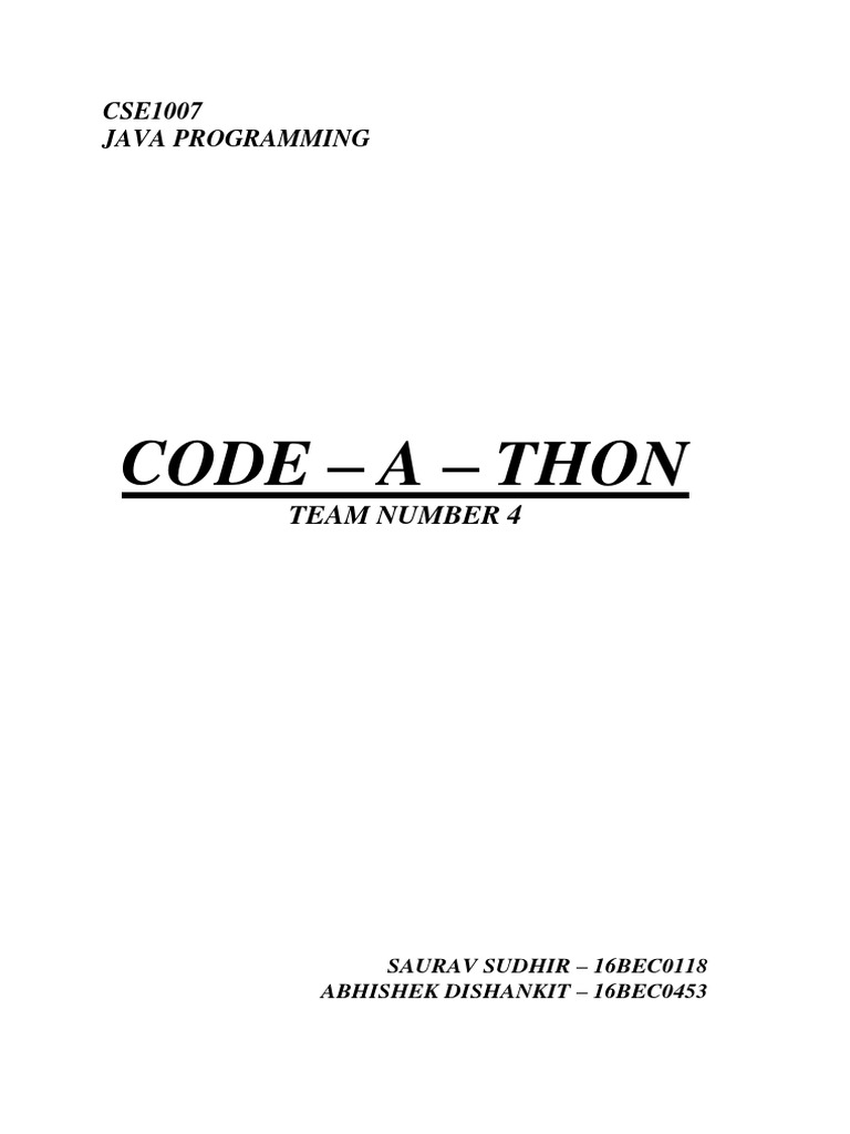 Code A Thon Cse1007 Java Programming Pdf Online Shopping Receipt 0528