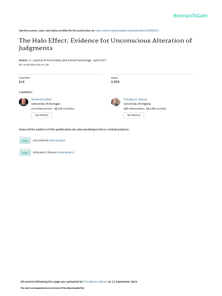 Effect Halo | PDF | Psychology | Psychological Concepts