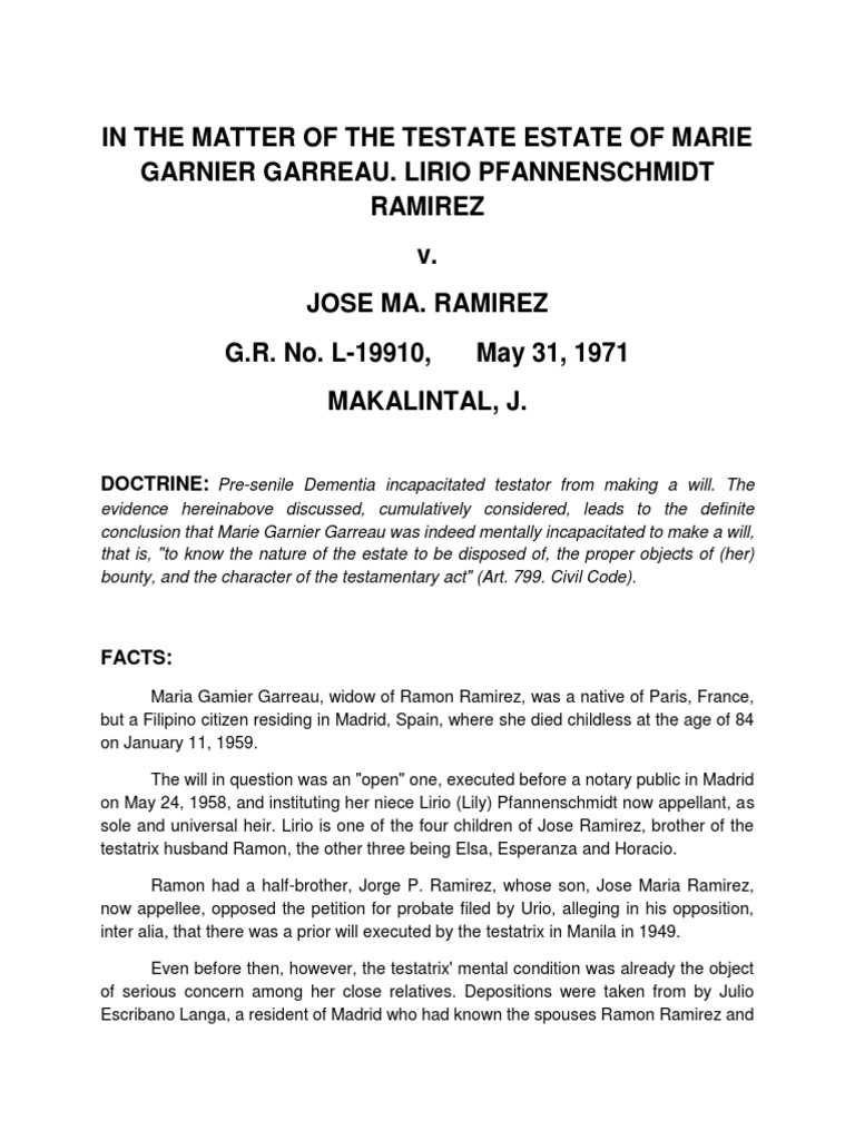 Ramirez v. Ramirez - Succession | Download Free PDF | Testimony | Witness