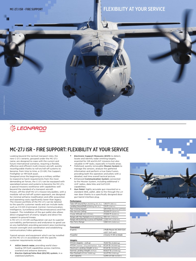 Datasheet C 27J ISR | PDF | Intelligence, Surveillance, Target ...