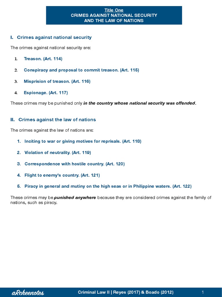 Crim 2 Title 1 | PDF | Treason | Confession (Law)