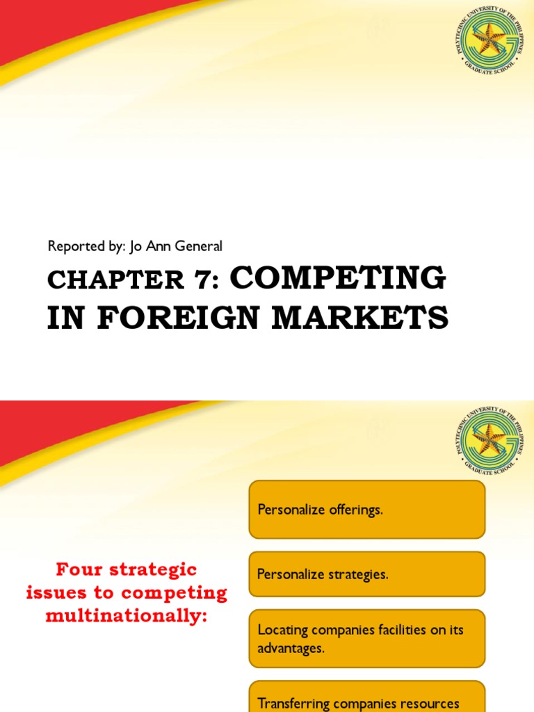 Competing in Foreign Markets | PDF | Franchising | Competition