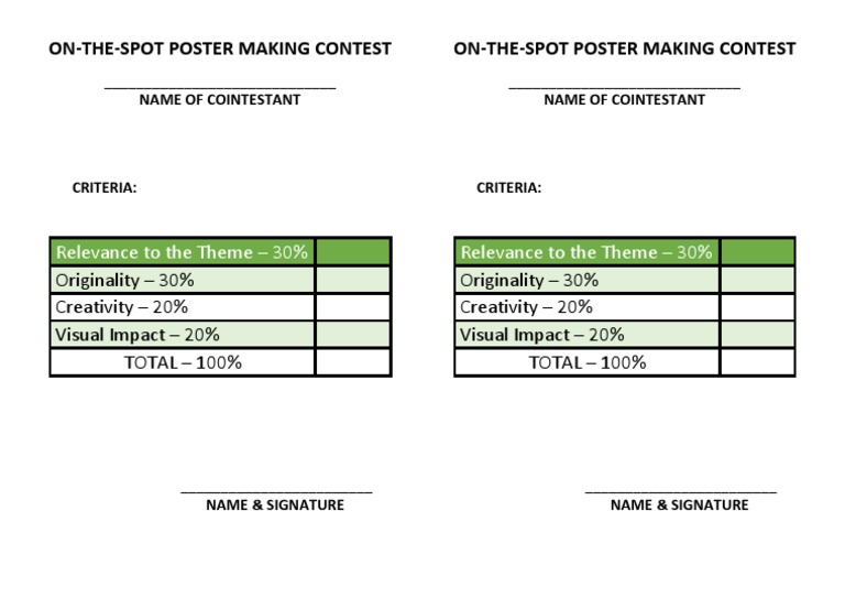 Poster Making Contest Judging Criteria | PDF