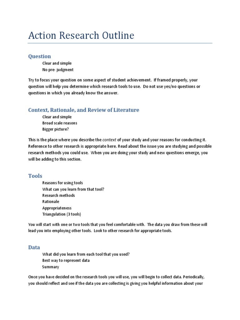 Action Research Outline PDF | PDF | Data | Question