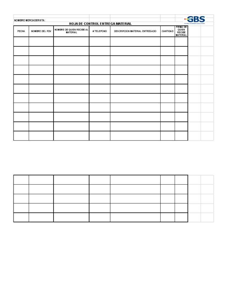 Formato de Control de Entrega de Material | PDF