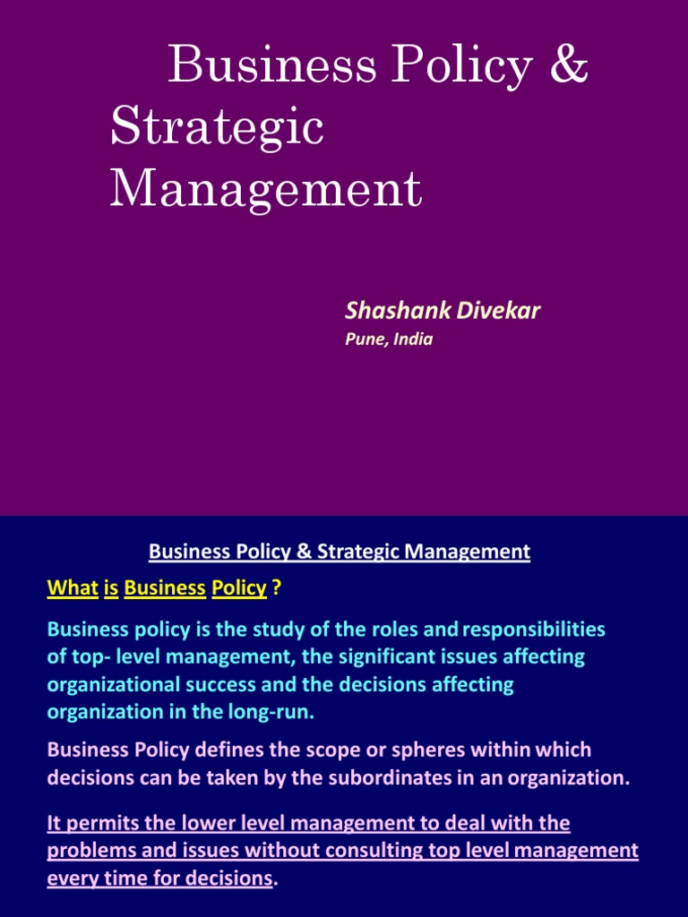 Business Policy & Strategic Management | PDF | Strategic Management ...