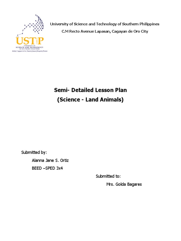 Land Animals Lesson Plan | PDF | Education Theory | Communication