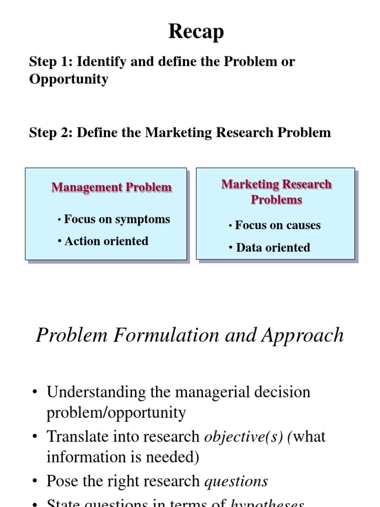 Recap: Step 1: Identify and Define The Problem or Opportunity ...