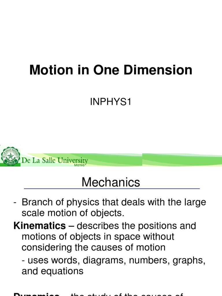 Motion in One Dimension | PDF | Velocity | Acceleration