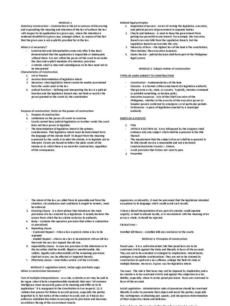Statcon Reviewer | PDF | Statutory Interpretation | Legal Documents