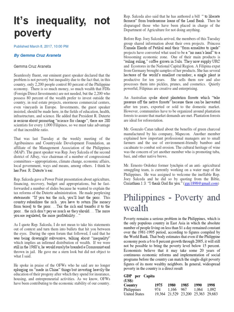 Philippine Wealth Distribution (Articles) | PDF | Poverty | Poverty ...