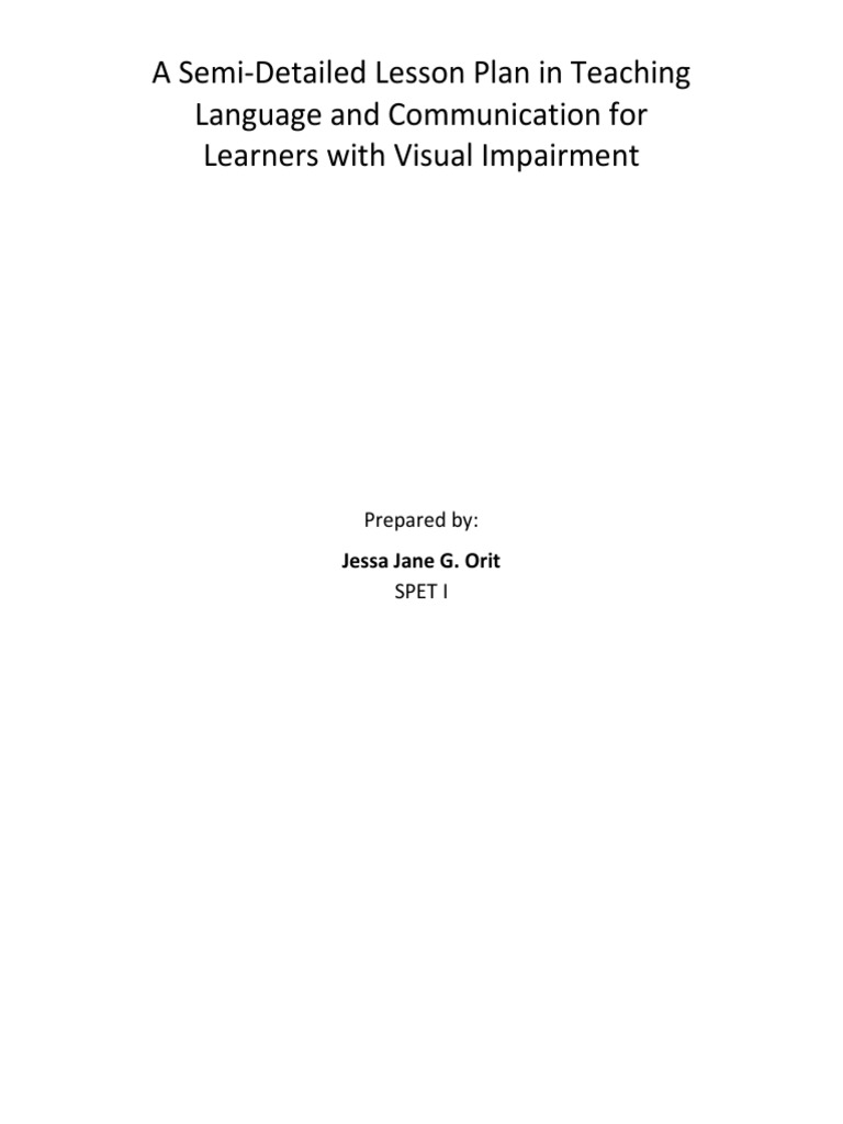 Lesson Plan in Teaching Language and Communication For Visual ...