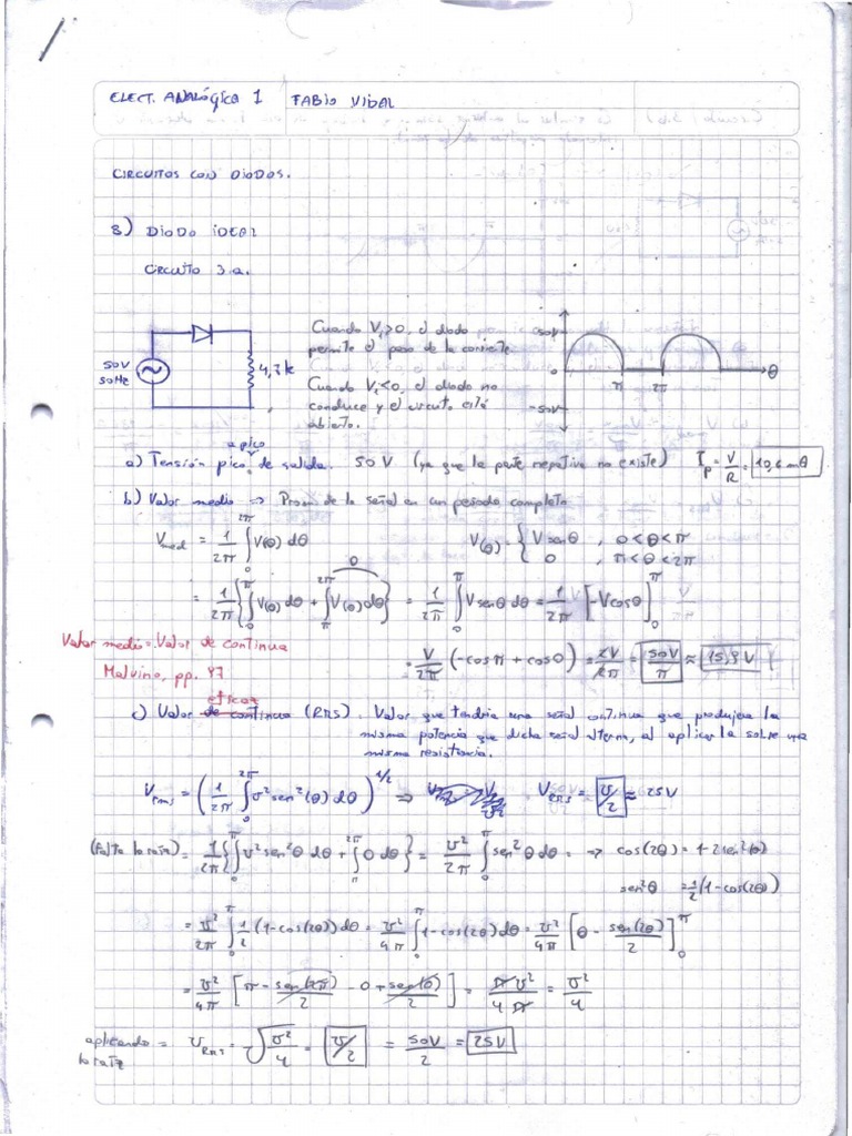 Guía Resuelta A Ejercicios de Diodos | PDF | Electrónica | Electricidad
