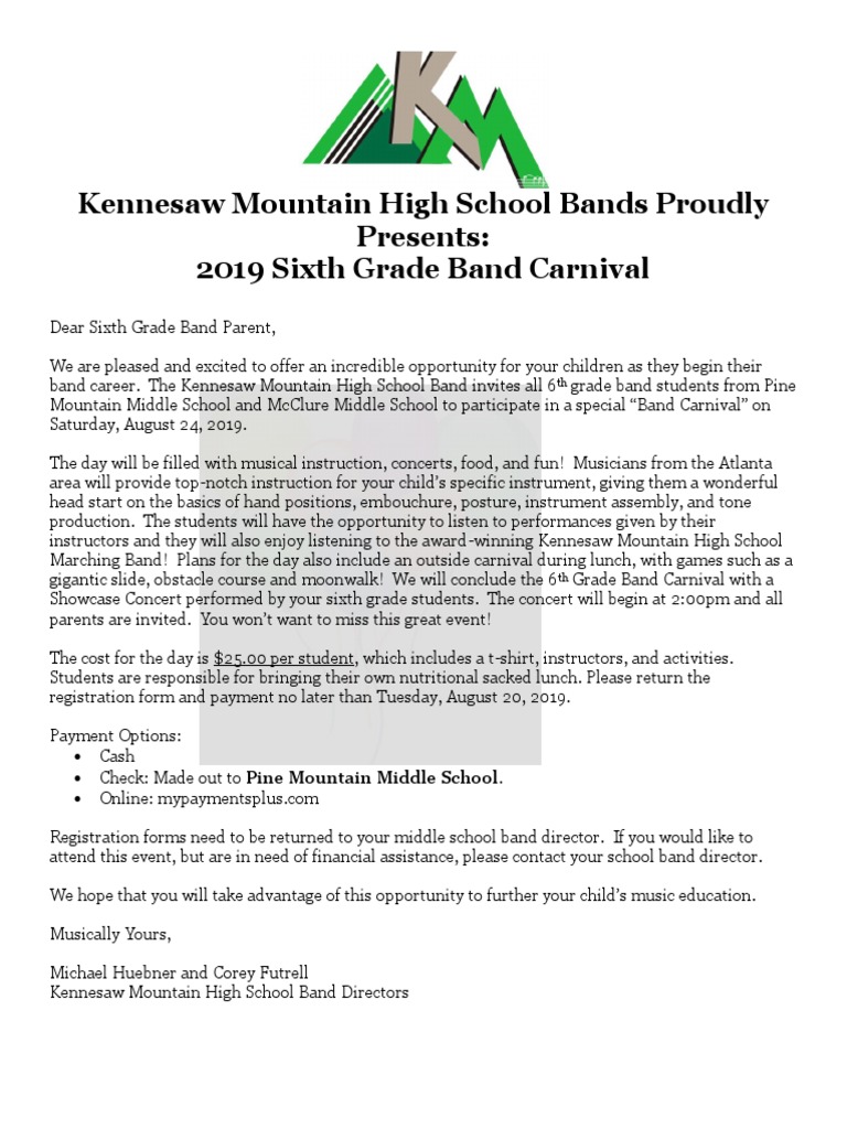 6th Grade Carnival Letter | PDF