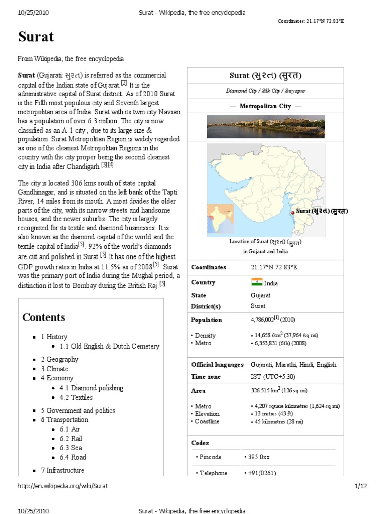 Surat - Wikipedia, The Free Encyclopedia | PDF | Gujarat | Mumbai