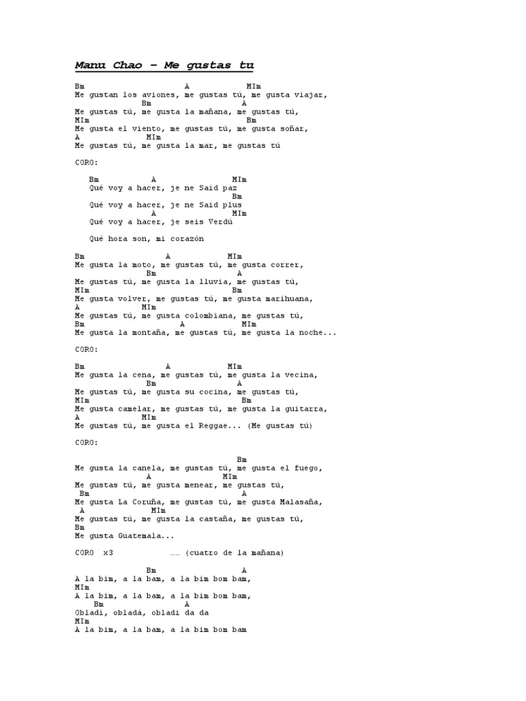 Manu Chao - Me Gustas Tu | PDF