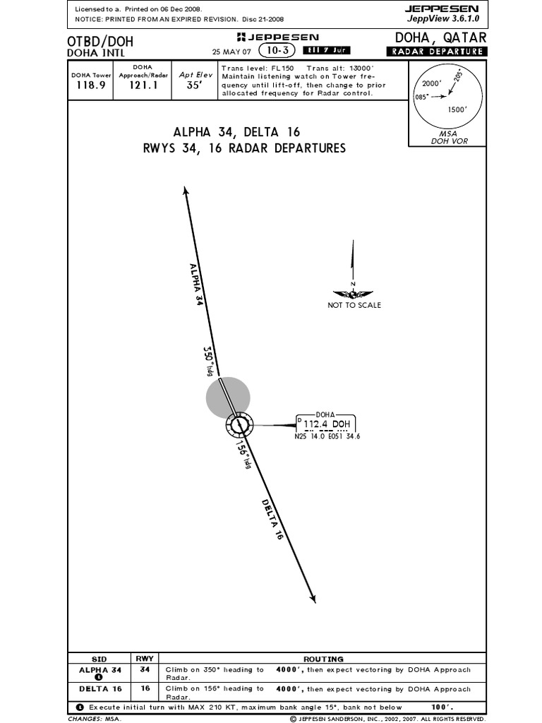 Otbd/Doh Doha, Qatar: Rwys 34, 16 Radar Departures Alpha 34, Delta 16 ...