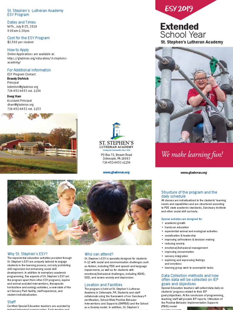 St. Stephen's ESY Program 2019 | PDF | Individualized Education Program ...