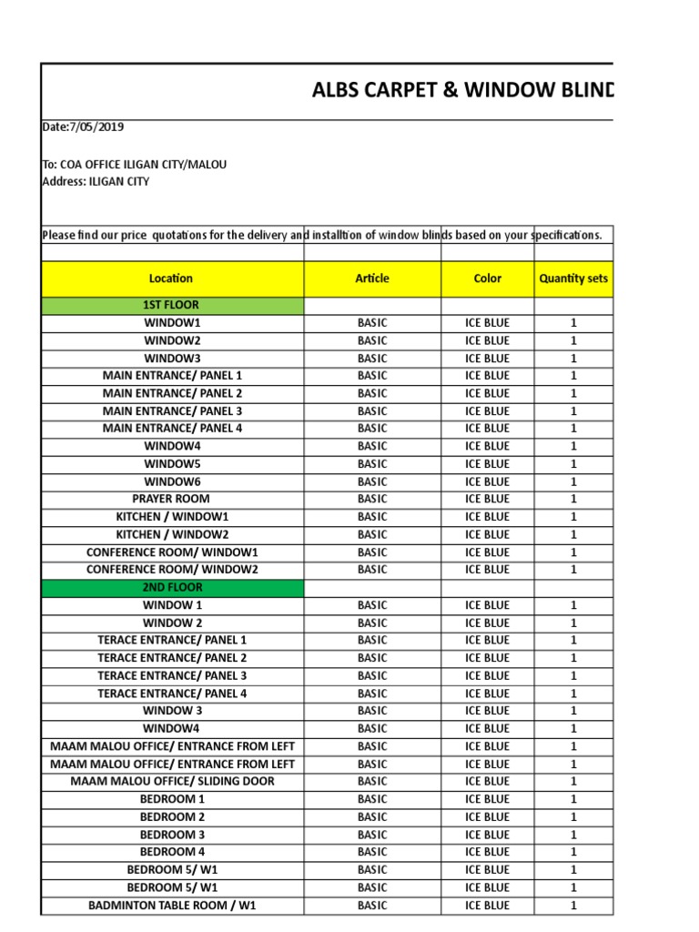 Qoutation Slip Window Blinds | PDF | Buildings And Structures | Business