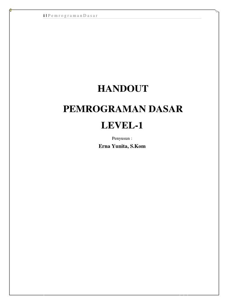 Handout Pemrograman Dasar Erna Yunita SMT Genap Fix | PDF