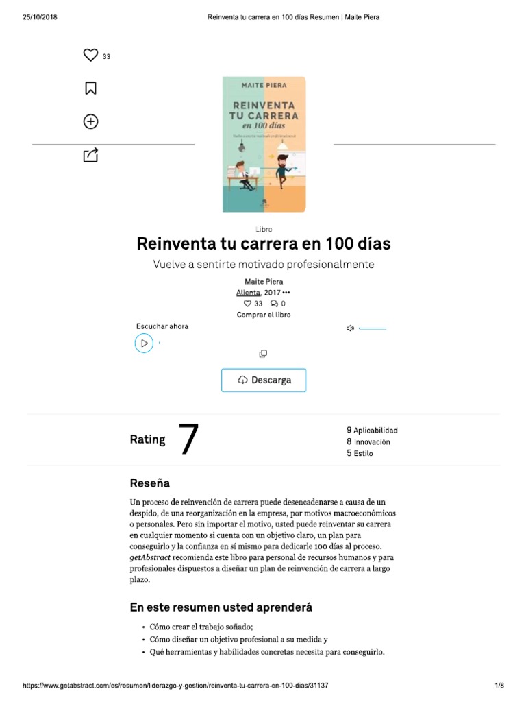 Libro Reinventa Tu Carrera en 100 Dias | PDF
