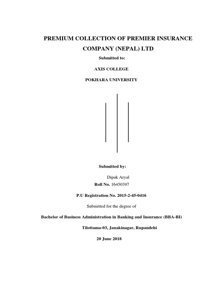 PREMIUM COLLECTION OF PREMIER INSURANCE Front Page Dipak | PDF ...