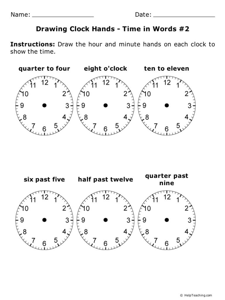 Drawing Clock Hands Telling The Time | PDF