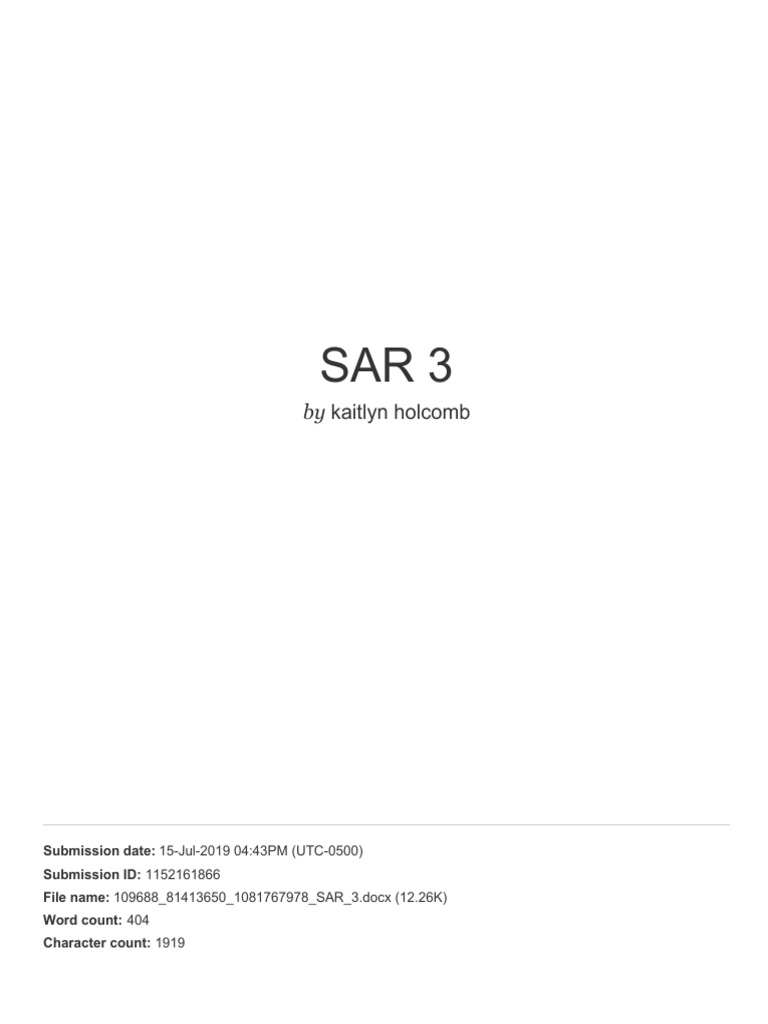 Sar 3 Submission Report And Feedback Pdf