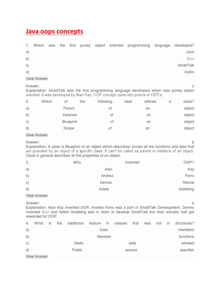 Java OOP Concepts Explained | PDF | Class (Computer Programming) | Object Oriented Programming