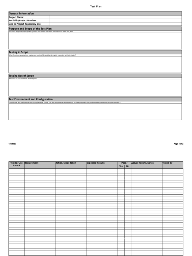 General Information: Test Plan | PDF