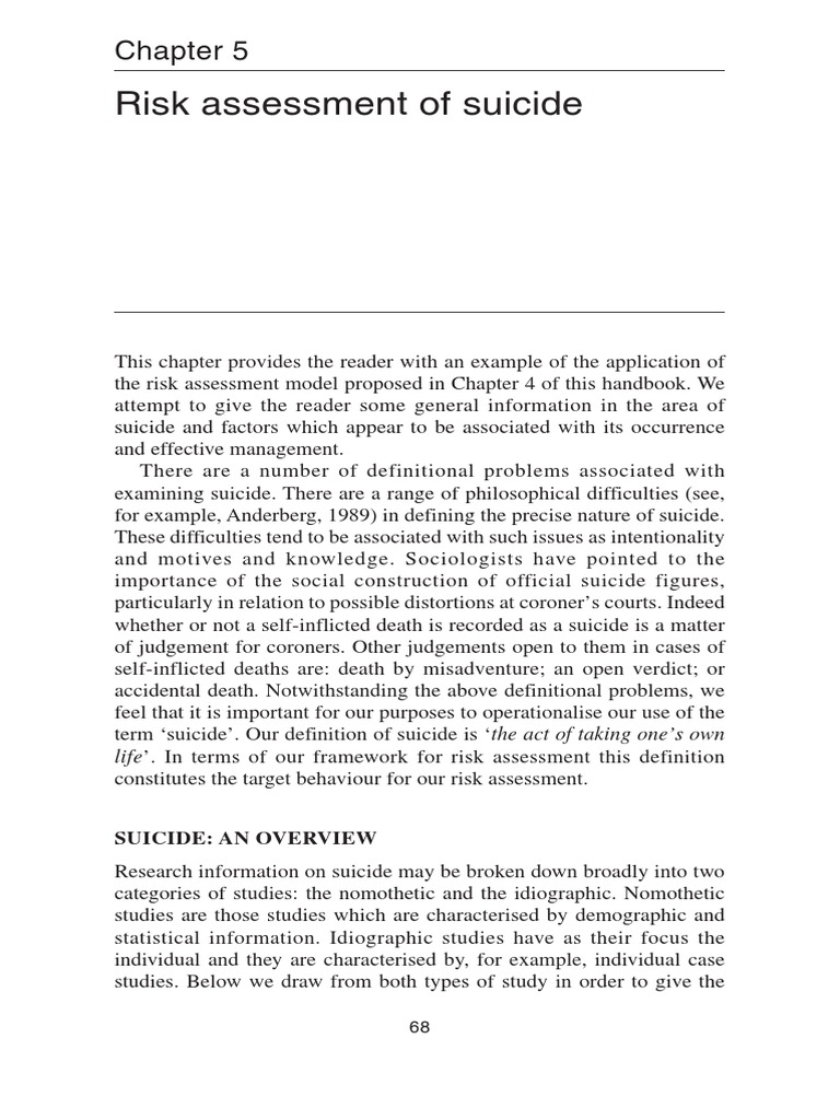 Risk Assessment of Suicide | PDF | Suicide | Risk