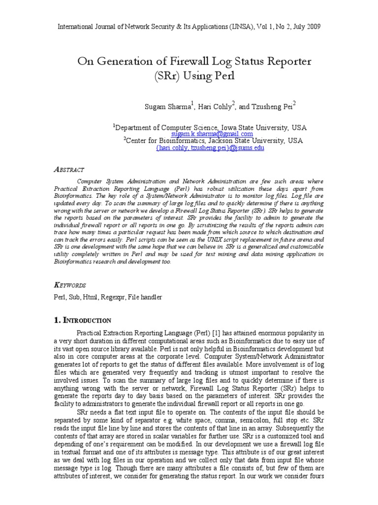 On Generation of Firewall Log Status Reporter (SRR) Using Perl | PDF | Command Line Interface ...