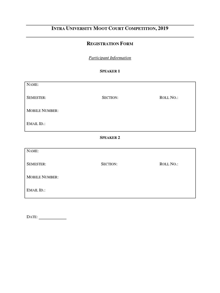 2019 Moot Court Competition Form | PDF