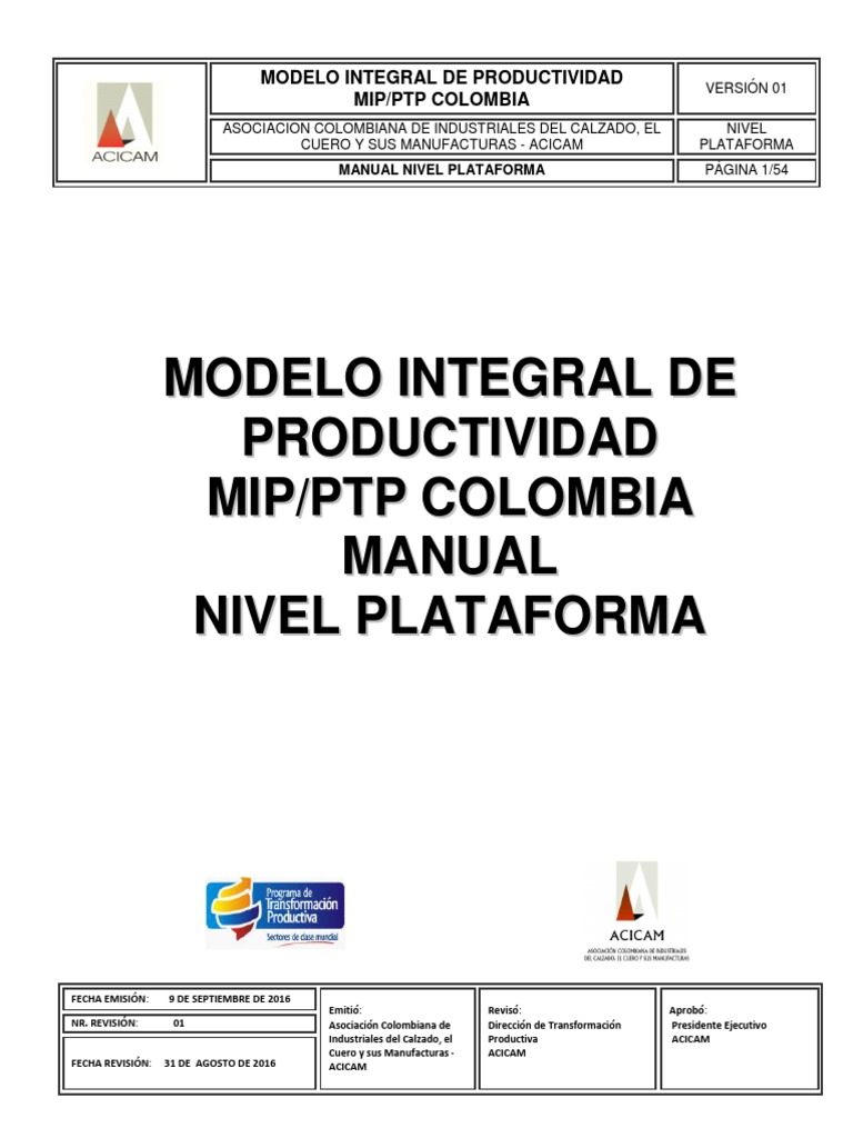 MANUAL MIP-PTP COLOMBIA V01 PDF | PDF | Calidad (comercial) | Colombia
