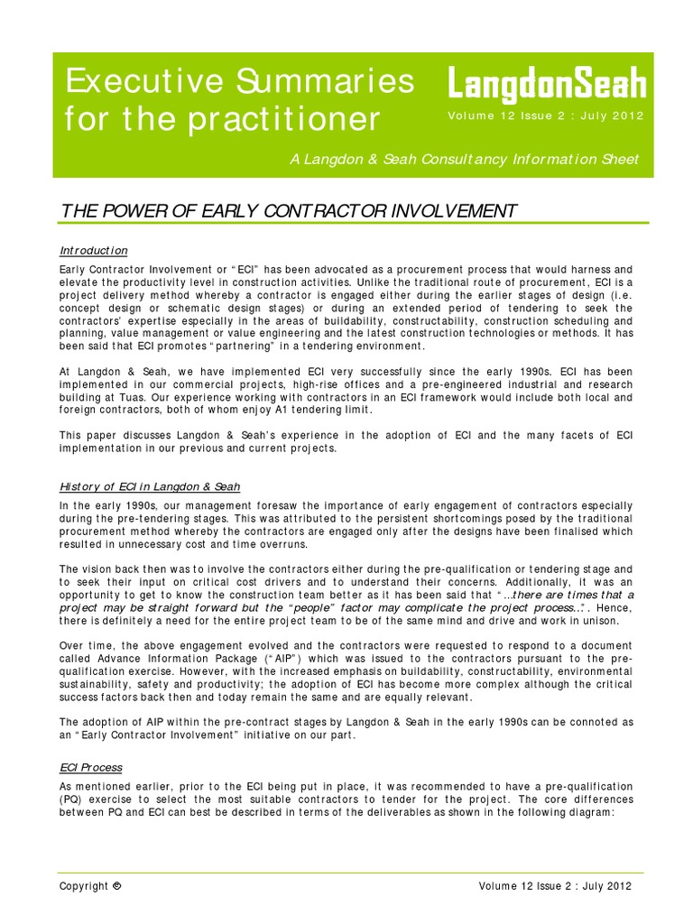The Power of Early Contractor Involvement Volume 12 Issue 2 | PDF ...