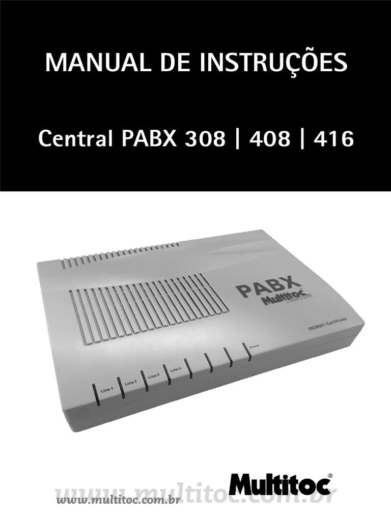 Manual Central PABX 308 Multitoc | PDF | Telefone | Voz sobre IP (VoIP)